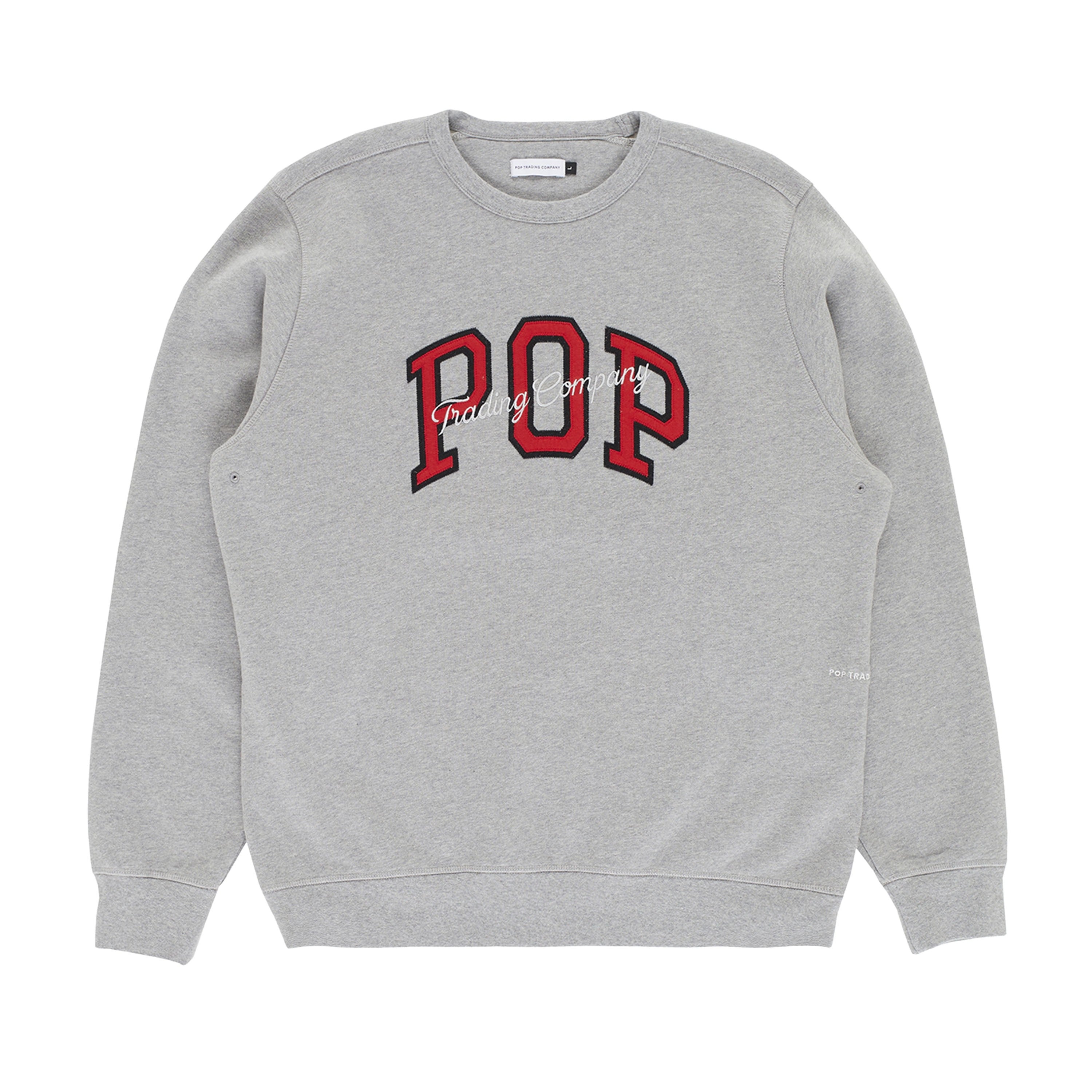 Pop Trading Company Arch Crew Neck Sweatshirt (Light Grey Heather ...