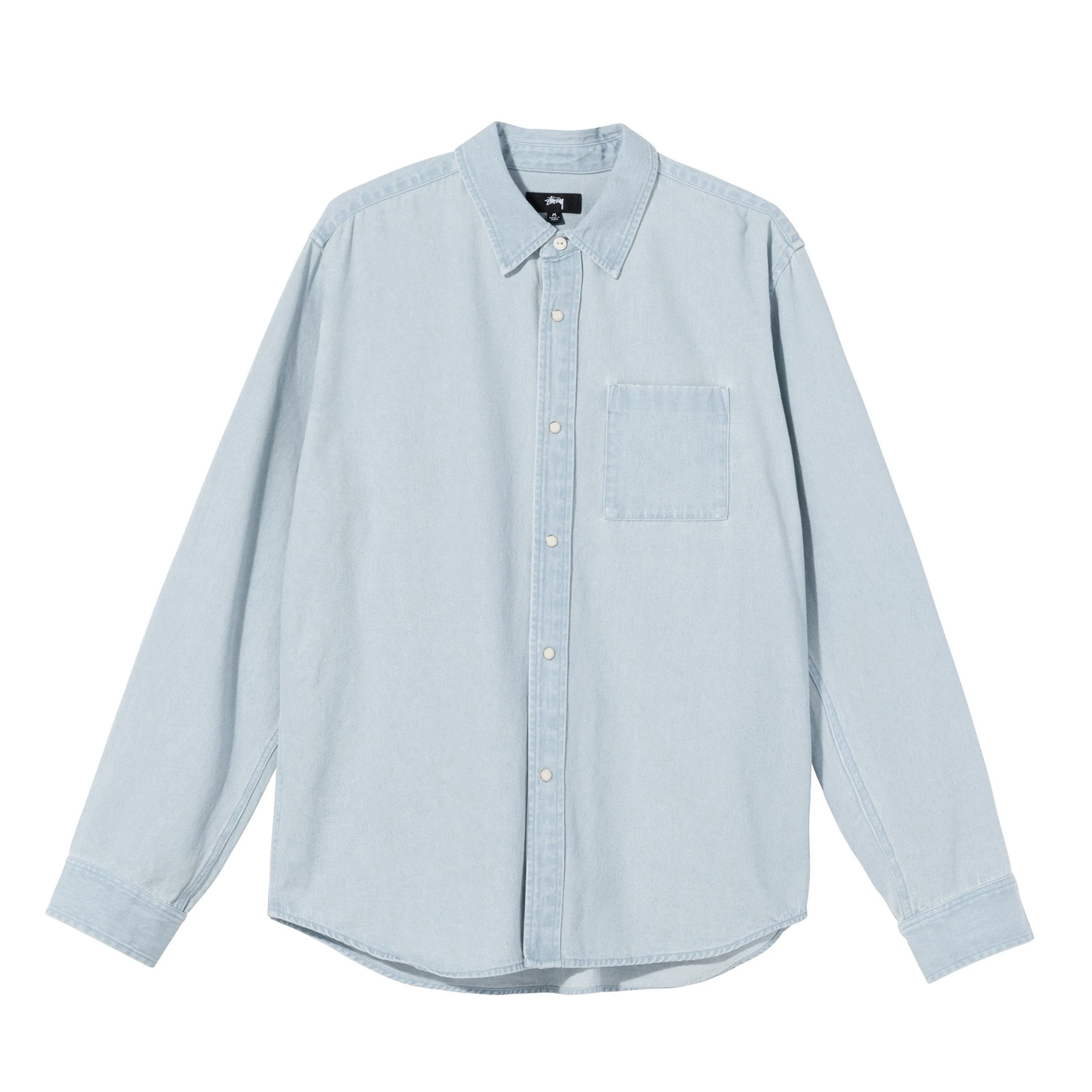Stussy Flower Embroidered Denim Long Sleeve Shirt (Light Blue ...