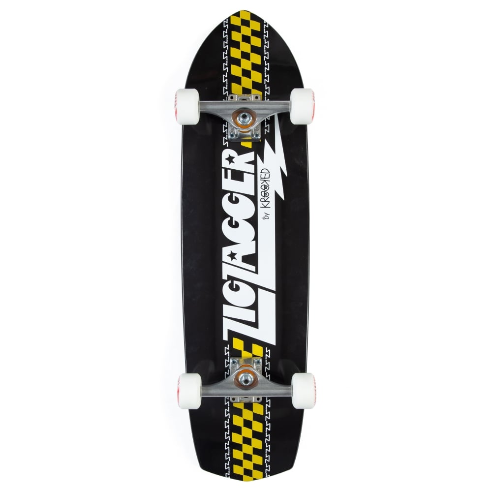 Zip Zagger by Krooked Classic Cruiser Complete Skateboard 8.6" (Black ...